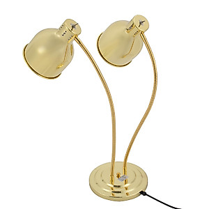 AGULIUM Food Heat Lamp, Food Warmer Lights with Dual 250W Bulbs, 2-Head Food Warming Light, Food Heating Warmer Lamp for Restaurant Kitchen Food Service Buffet Home Use, Gold