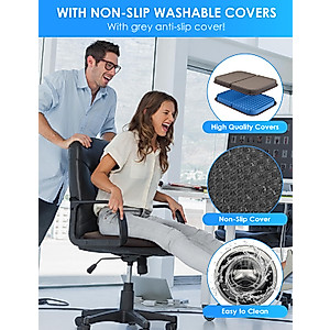 WISIMMALL Gel Seat Cushion Portable Massage Travel Cushions, 14.5" x 10.5" Thick Foldable Seat Cushion for Car Office Chair Wheelchair Hip, Coccyx, Sciatica, Pressure Sores Tailbone Pain Relief