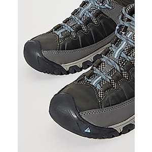 KEEN Women's Targhee 3 Mid Height Waterproof Hiking Boots, Magnet/Atlantic Blue, 9
