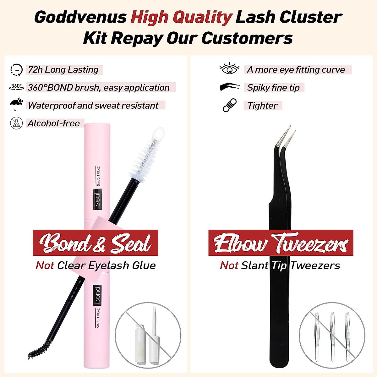 Anime Lashes Individual Manga Eyelashes Natural Look Lashes Wispy Clear Band Strip Eyelashes Spiky Korean Style Lashes Pack by Goddvenus (8 Pairs 4 Styles)