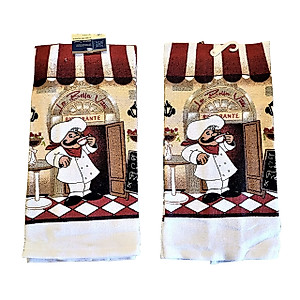Home Collection Classic Kitchen Dish Towels - Set of 2, 15" x 25", 59% Cotton, 41% Polyester (Chef)