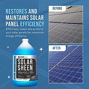 CLEANTITE Solar Panel Cleaner Solar Sheen (Makes 512 Gallons) - Super Concentrated Glass & Solar Panel Cleaning, Remove Oils, Fingerprints & Water Spots (1 Gallon)