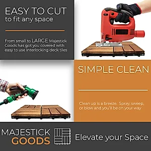 1 Sq Ft Single Interlocking Deck Tiles 12"x12" Sample Tile - Non-Slip All Weather Acacia Wood Outdoor Tiles for Patio - Decking, Porch and Balcony Flooring Tiles - Easy Install Wooden Deck Tile Pavers