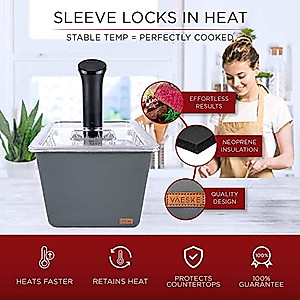 VÄESKE Large Sous Vide Container 26 Quarts with Lid, 2 Sous Vide Racks & Insulating Sleeve | Neoprene Retains Heat | Compatible with Anova, Anova Nano, Joule, Instant Pot, Sous Vide Cookers (26 QT)