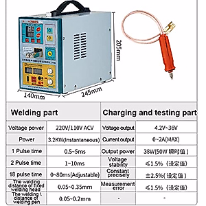 RCBDBSM 3.2KW Battery Spot Welder, Pulse Welding Machine for 4 Rows of 18650 14500 Lithium Batteries Battery Pack Work, with Cooling System and Charging Testing Function