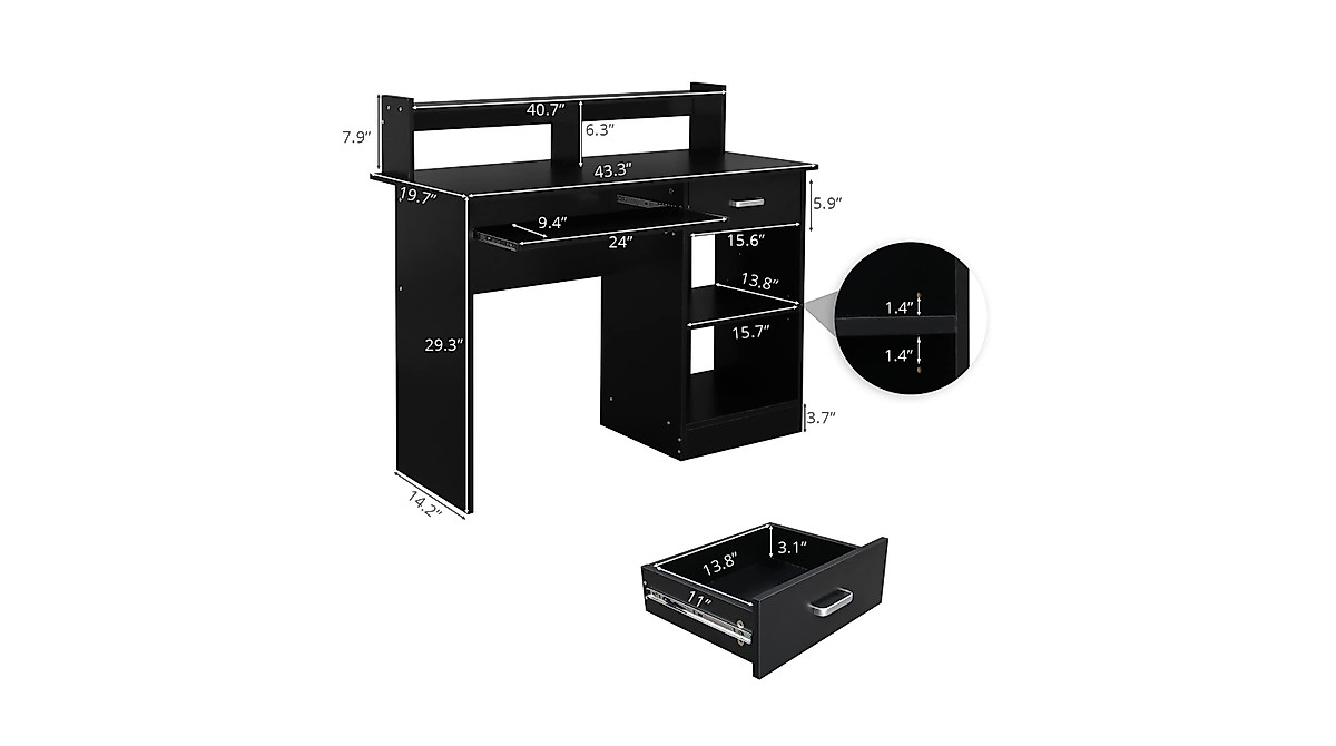 Karl Home Computer Desk with Storage & Drawers for Home Office
