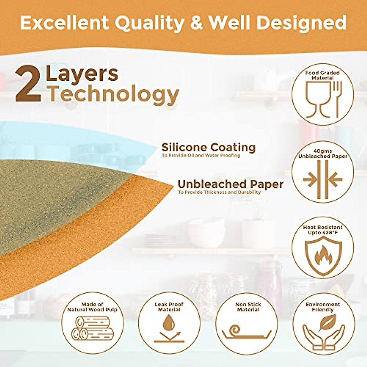 AEROSS Square Air Fryer Paper Liners Disposable, 120Pcs, 7.9Inch - Parchment Paper for Air Fryer– Unbleached, Oil-Resistant, Leak-Proof Liners– Perfect Liners for Microwave & Oven– BONUS Silicon Brush