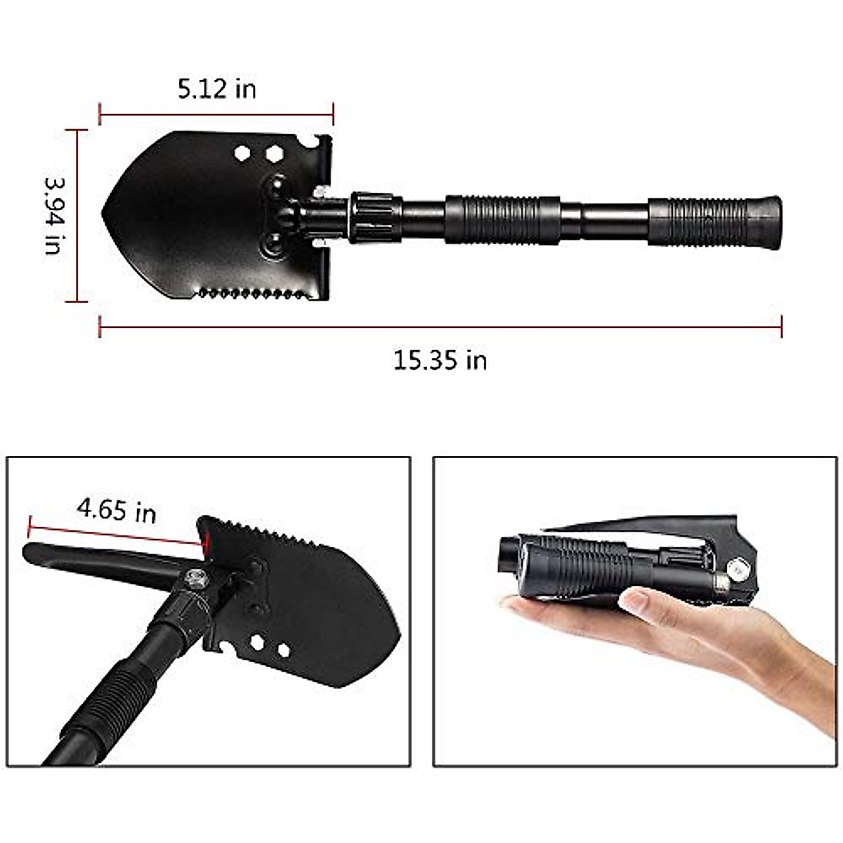 HeyUK Premium Ice Scraper Folding Mini Multi-Functional Snow Shovel for Car Ice Scraper Car Tires Frost and Snow Removal Survival Spade Emergency Garden Camping Tool