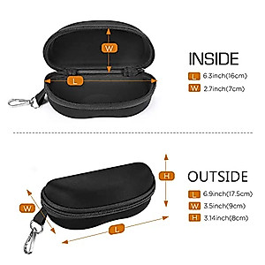 MoKo Storage Case for Safety Sunglasses, EVA Semi Hard Shell Sunglasses Case with Belt Clip, Scratch-Resistant Protective Eyeglasses Carrying Case, Black