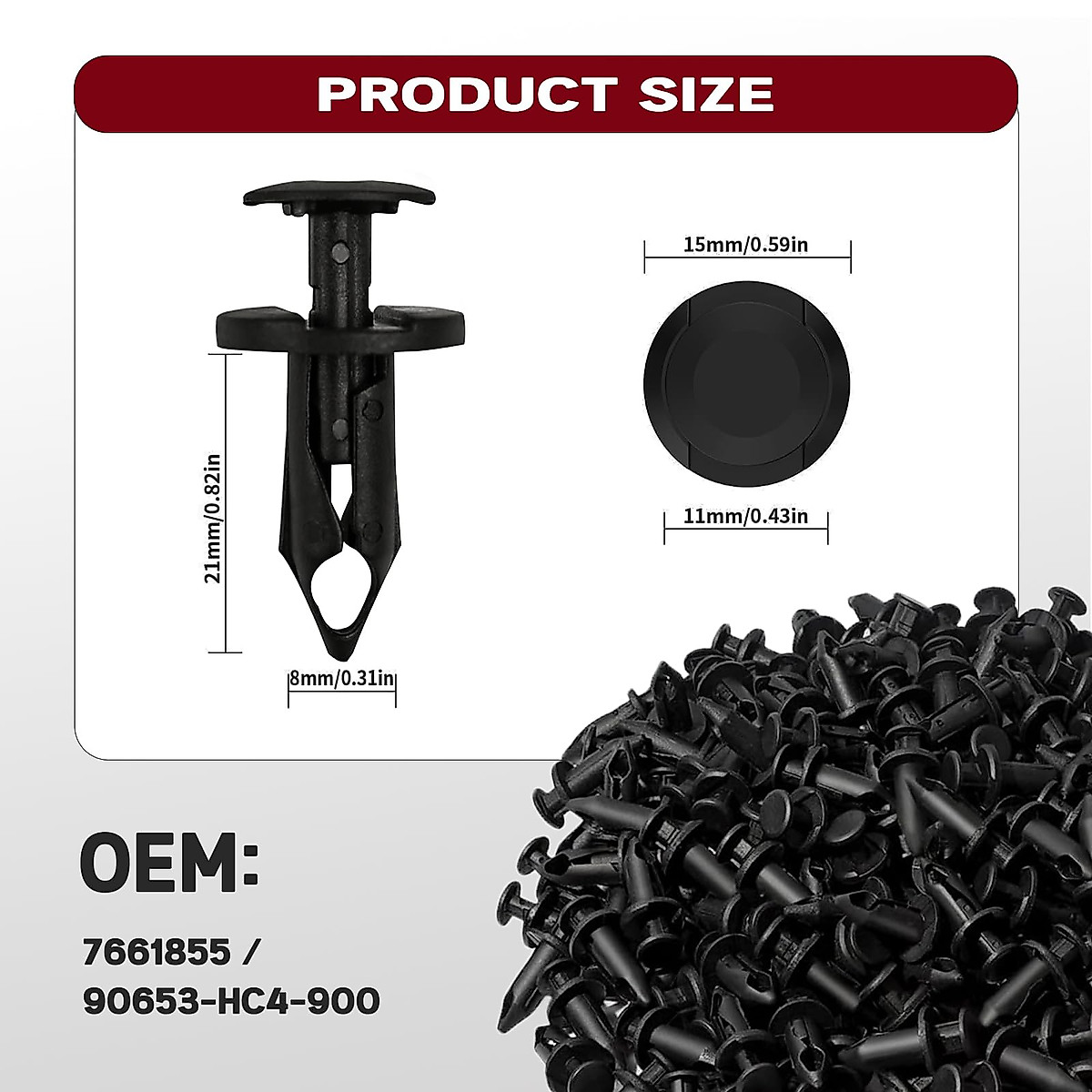 Xislet 200 Pcs UTV Nylon Fender Clips/Body Rivets Compatible with Polaris 7661855 Ranger RZR Can-Am Kawasaki Teryx Honda Pioneer 90653-HC4-900 Suzuki Sportsman ATV Fastener with Tool