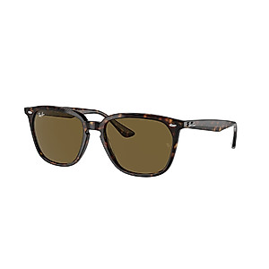 Ray-Ban RB4362F Low Bridge Fit Square Sunglasses, Havana/Dark Brown, 55 mm