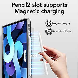 Marasone iPad Air 5th Generation Case 2022 / iPad Air 4th 2020 Case 10.9 Inch Double-Layer Magnetic Folio Cover with Multiple Angles and Pencil Charging Support, Premium PU Leather(Gray)
