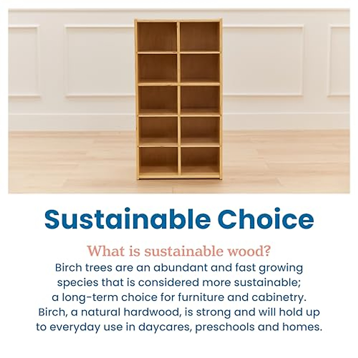 ECR4Kids Streamline 10 Cubby Tray Cabinet with Scoop Front Storage Bins, 5x2, Classroom Furniture, Contemporary