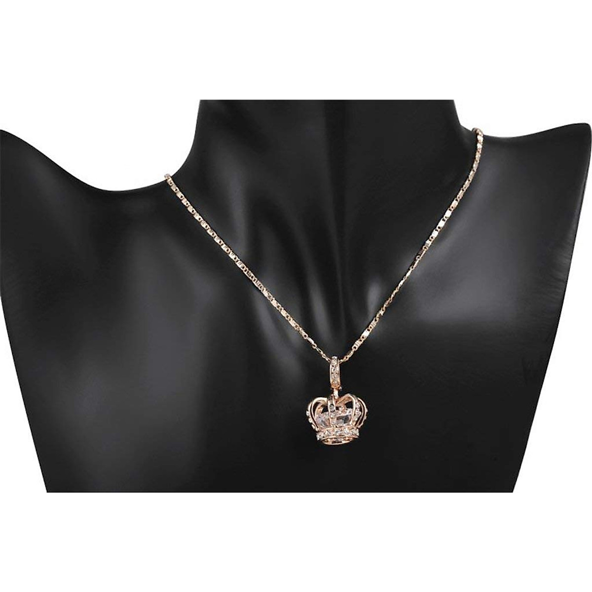 TIDOO Crown Jewelry Womens Queen and Pendant Necklace 3 Lays Rose Gold/Platinum Plated With Austrain Crystals