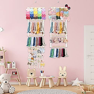 Watbeyoz Headband Hair Bows Holder Organizer for Girls，Hanging Baby Headband Holder Storage Organizer Wall Decor for Toddler Girls Room Door,Closet,Wall (White)