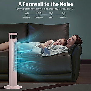 Antarctic Star Tower Fan Portable Electric Oscillating Fan Quiet Cooling Remote Control Standing Bladeless Floor Fans 3 Speeds Wind Modes Timer Bedroom Office(36 inch, Pink)