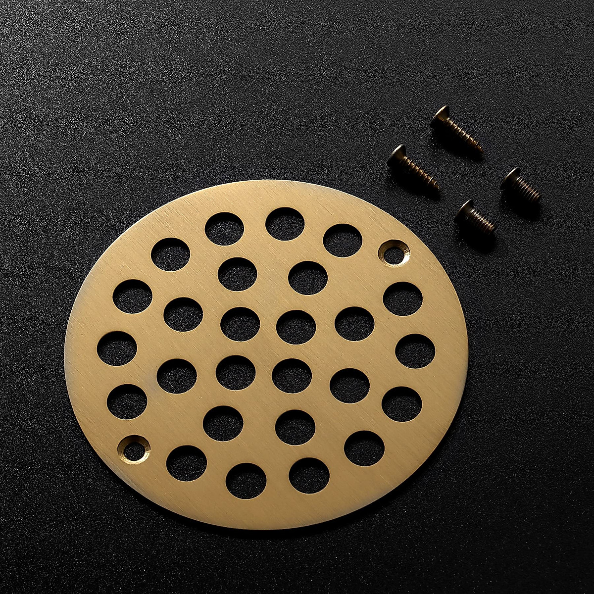 Evangeline 4 Inch Shower Drain Cover Replacement Bathroom Grate Drain Strainer Round (Brushed Gold)