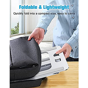 STOON Foldable Laptop Stand for Desk, Ergonomic Portable Computer Stand with Adjustable Height, Ventilated Aluminium Laptop Riser Holder Compatible with MacBook Pro, Air, All Notebooks 10-16"(Silver)