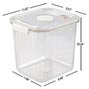 Eagrye 22 Lbs Large Rice Storage Container with Measuring Cup, Clear Pets Food Bin with Seal Locking Lid, Dry Food Flour Bin for Rice, Flour, Pet Food, Baking Supplies