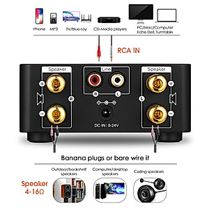 Douk Audio 120W Mini Bluetooth 5.0 Power Amplifier 2.0 Channel Hi-Fi Stereo Class D Audio Amp Wireless Receiver TF USB Home Speaker (Upgrade Version) (Black)