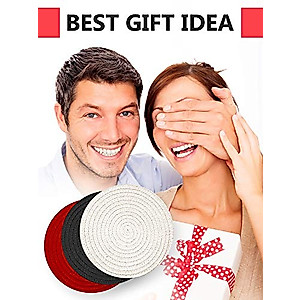 Cotton Round Woven Coasters Drink - Handmade Braided Cup Coasters Absorbent Woven Coasters Hot Pads Mats for Drink Home Kitchen Heat-Resistant Reusable Non-Slip (8 pcs red)