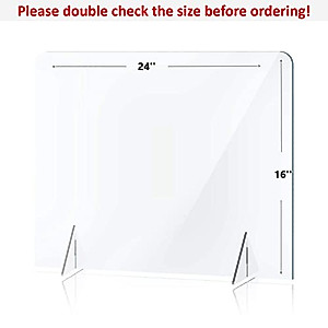NO Cutout Sneeze Guard Panel for Counter and Desk, Portable Clear Acrylic Shield No Opening, Protective Plexiglass Shield Without Opening for Office, School, and Retail Store