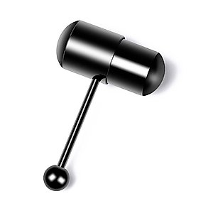 Vibrating Tongue Ring Stainless Steel Punk Tongue Bar Body Piercing Jewelry Prickly Straight Barbell Stud Ring for Adult Women Men Assorted Color (Black)
