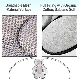 KAKIBLIN 3 in 1 Baby Stroller Seat Cushion, Toddler Car Seat Pad Baby Head Pillow Neck Support Cushion for Newborn and Toddler, Grey