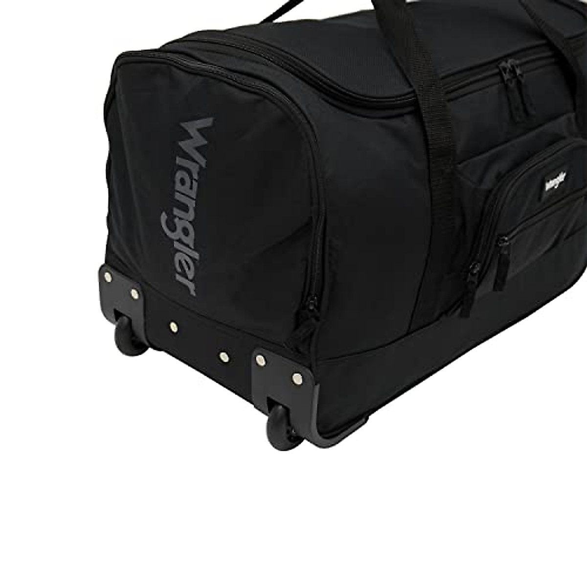 Wrangler Dobson Collection Featuring Backpacks for Travel and Leisure, Black, 22" Rolling Duffel