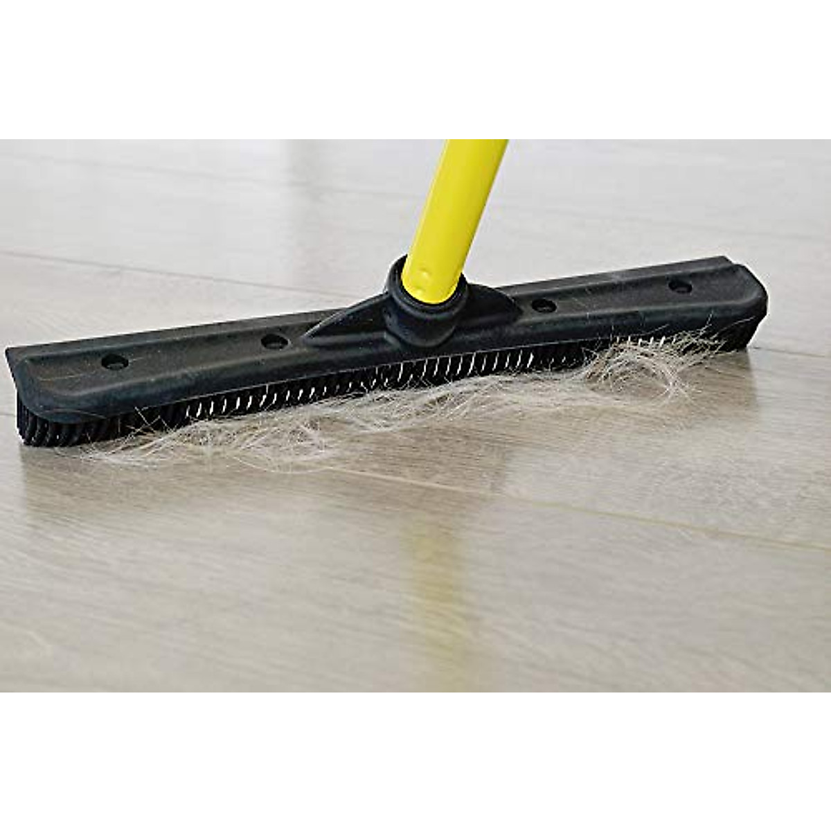 FURemover Pet Hair Remover Carpet Rake - Rubber Broom for Pet Hair Removal Tool with Squeegee & Telescoping Handle Extends from 3-5' Black & Yellow