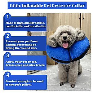 BGGo Inflatable Dog Cone Collar for Dogs After Surgery, Self-Inflating Soft Adjustable Blow up Donut Dog E-Collar for Medium Large Dog and Cats