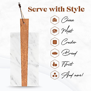 American Atelier Modern Rectangular Marble Cutting Board | Marble Cutting Boards for Kitchen | Marble Charcuterie Board | Marble Cheese Board | Marble Slab for Cheese, Charcuterie, Bread, & More