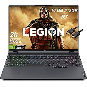 Lenovo 2022 Newest Legion 5 Pro 16" WQXGA 2K IPS 165Hz 500nits Gaming Laptop (8-Core Ryzen 7-5800H GeForce RTX 3060 6GB, 16GB RAM, 512GB SSD) RGB Backlit, Nahimic, IST Cable, Windows 11 Home, Grey