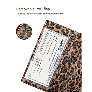 Zreal Checkbook Cover for Men & Women, Premium Vegan Leather Checkbook Holder Slim Wallets for Top & Side Tear Duplicate Checks with RFID Blocking (Dark Leopard)
