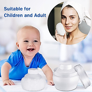 4 Pcs Body Powder Container After Bath Baby Fluffy Puff Kit Baby Body Care Cosmetic Bath Powder Container with a Large Handle Puff Box for Home Travel