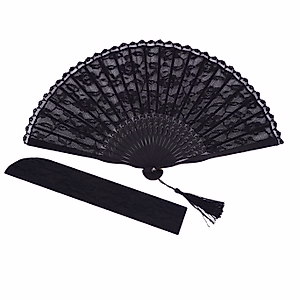 Amajiji Chinese/Japanese Vintage Retro Style Bamboo Wood Silk Folding Hand Fan for women HBSY (23cm) (002)