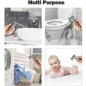 RTYUIE Hand-held Toilet Bidet Sprinkler Stainless Steel Hand-held Bidet Faucet Bathroom Hand-held Sprinkler Shower Sprinkler Self-Cleaning Accessories for Easy Installation and Smooth Water Flow