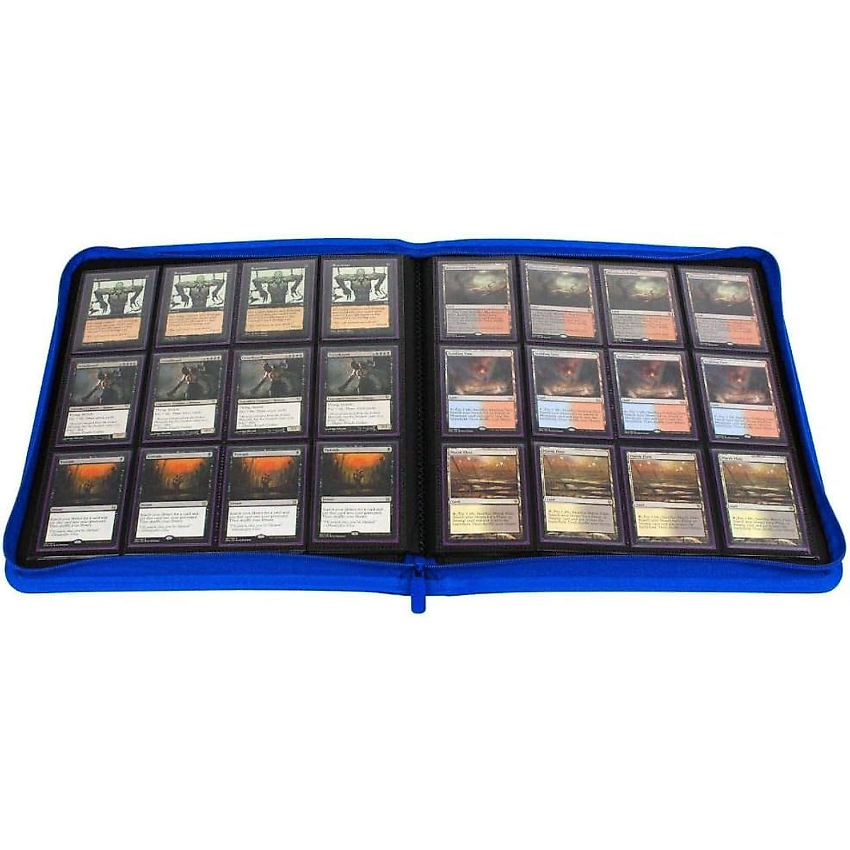 BCW Z-Folio LX Zipper Portfolio - Premium Blue Leatherette 12-Pocket Playset Album - Secure Zipper - 480 Card Capacity - Card Collector's Dream - Card Organizer - Trading Card Storage