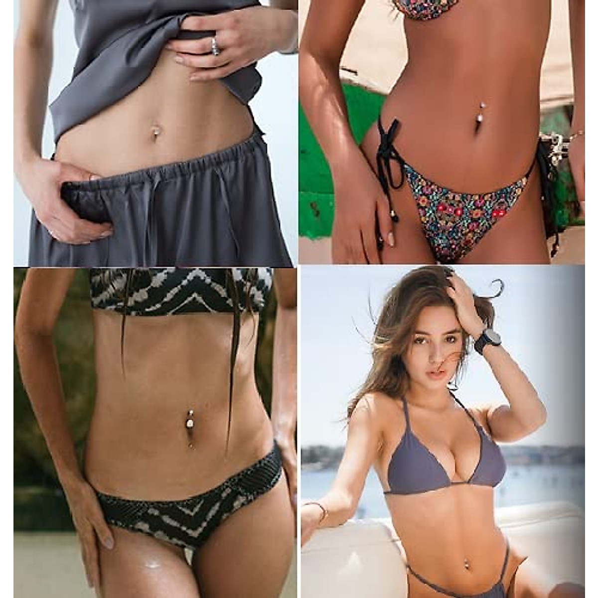 14G G23 Solid Titanium Belly Button Ring Titanium Navel Ring Gold Belly Piercing Jewelly with Cubic Zirconia 10mm Belly Bar Internally Threaded Navel Barblell Belly Barbell Belly Piercing Jewelry