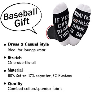 TSOTMO 2 Pairs Baseball Socks Baseball Socks If You Can Read This The Game Is On Socks Gift For Bsaeball Team (Yank)