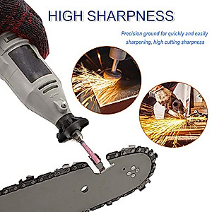 Burr Grinding Stone File - 15Pcs 3 Sizes Diamond Chainsaw Sharpener Rotary Bit Set Polishing Sharpening Garden Tool for Lawn Mower Chainsaw Parts Garden, 4.0/4.8/5.5mm