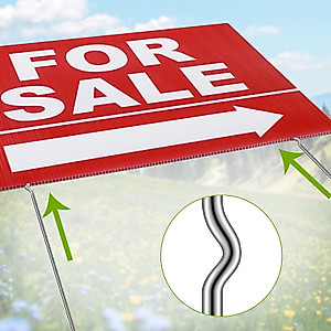 3 Pack 12 x 16 Inch for Sale Signs with Stake Real Estate Sale Sign Posts Corrugated Plastic Red White Double Sided with Directional Arrow for Real Estate Agents Supplies