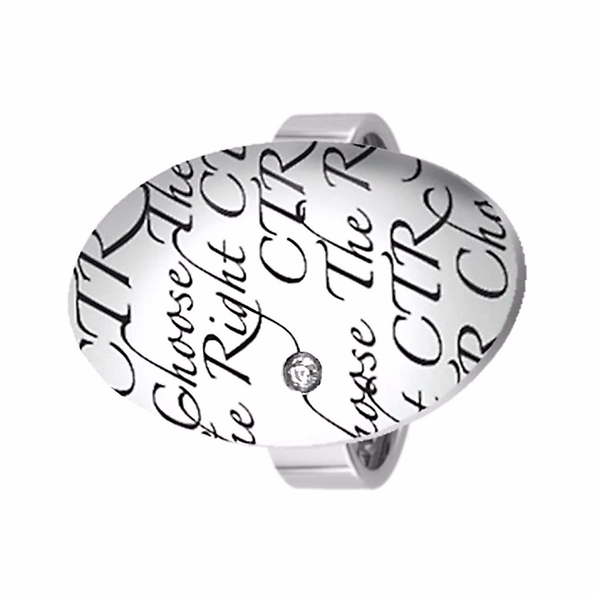 J135 - CTR Ring Stainless Steel w/Cubic zirconium "Script" (6)