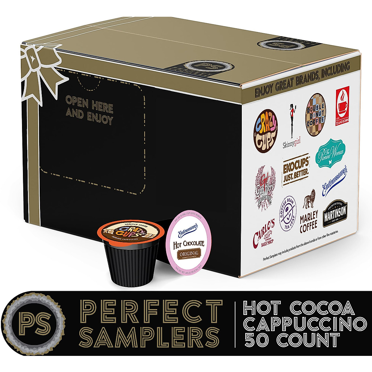Hot Chocolate and Cappuccino Single Serve Cups, Variety Pack Sampler For Keurig K Cup Brewers, includes Hot Cocoa from Grove Square and Crazy Cups, 50 Count