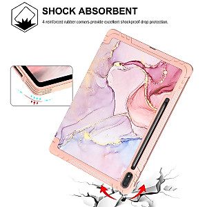 PIXIU Folio Case for Samsung Galaxy Tab S8 Plus /S7 Plus /S7 FE 12.4 inch with S Pen Holder,Trifold Stand PU Lleather Smart Cover with Auto Wake/Sleep Feature Purple Marble