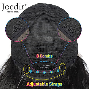 Joedir Lace Front Wigs 30" Long Wavy Synthetic Wig 4.5" Deep Part HD Transparent Lace With Baby Hair For Women 130% Density Wigs(Black Color)