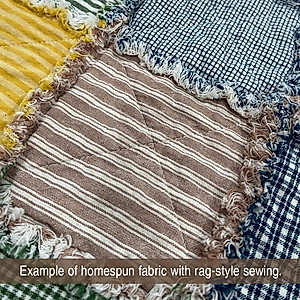 Oatmeal Ticking Stripe Cotton Homespun Fabric by JCS - Sold by The Yard