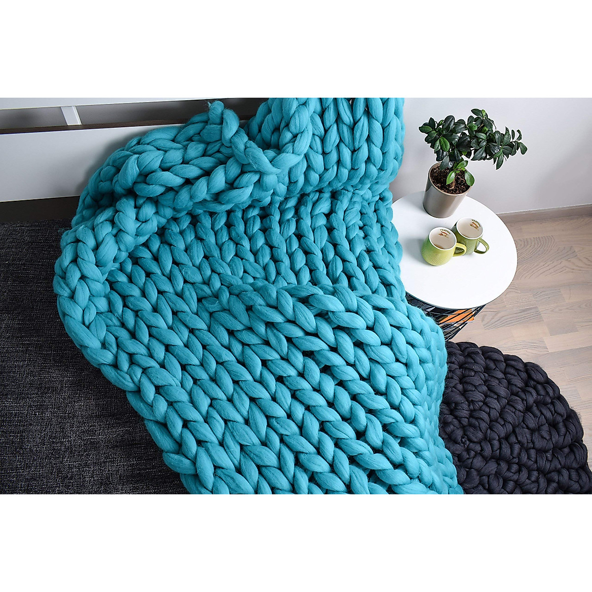 Chunky knit blanket Chunky blanket Merino wool blanket Giant throw Chunky Merino wool blanket Plaid Home decor Christmas gift Christmas present Interior design