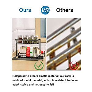 JPSDOWS Under Sink Organizer Storage for Kitchen Cabinet 2 Tier Metal Sliding Pull out Drawer Shelf Basket Organization Rack Multi-purpose for Bathroom Countertop Black