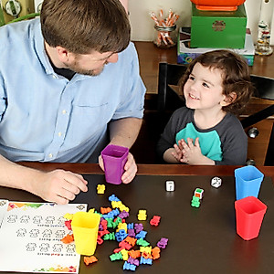 SET4kids Counting Bears with Matching/Sorting Cups, 4 Dice, Tweezers and an Activity e-Book. for Toddler Games | Early Childhood Education. 71 pc Game Set